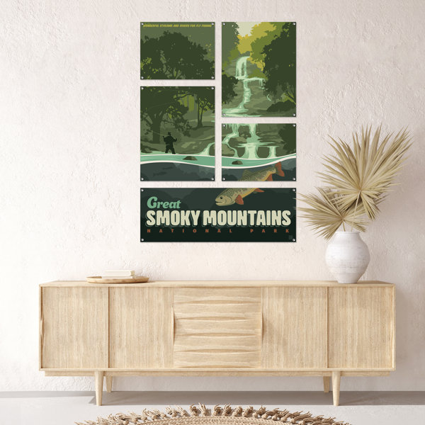 Trinx Set Of 5 Great Smoky Mountains National Park Speckled Trout Wall Art Modern Home Decor ...